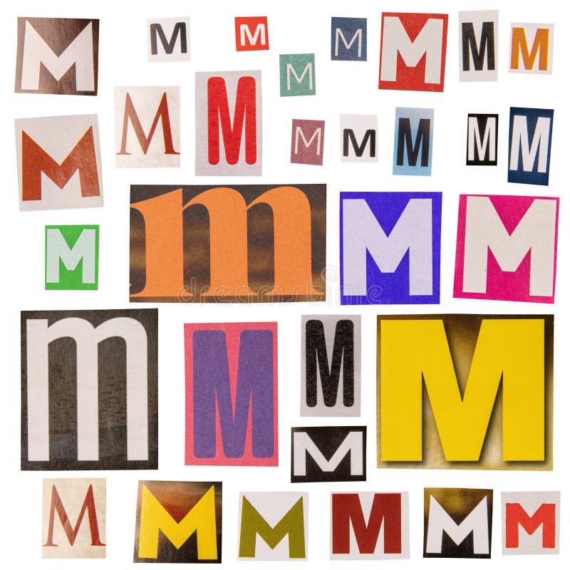 Letter M Cut Out from Newspapers Stock Image - Image of press, cutout ...