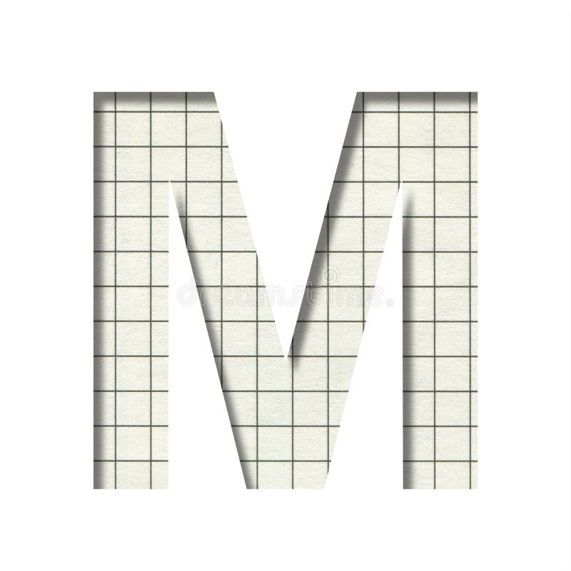 Letter M Cut Out of White Paper on the Background of a School Notebook ...