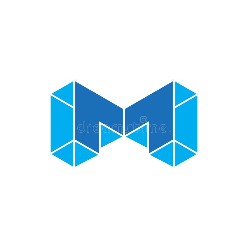 Letter M 3d Geometric Blue Diamond Logo Vector Stock Vector ...
