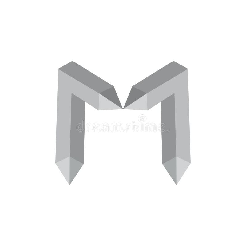 Letter M 3d Pencil Shape Symbol Decoration Vector Stock Vector ...