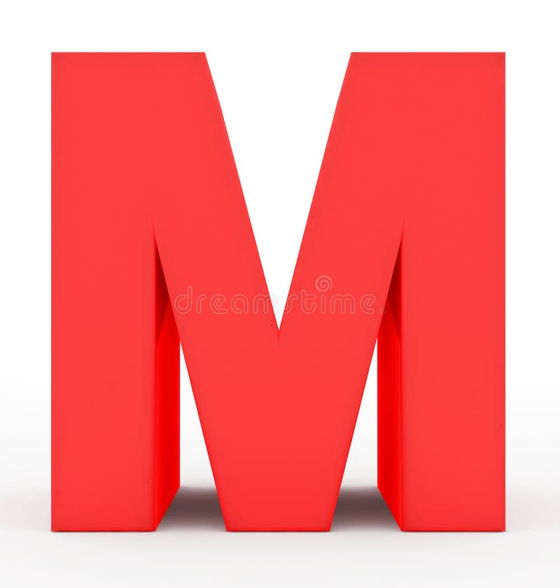 Letter M 3d red on white stock illustration. Illustration of white ...