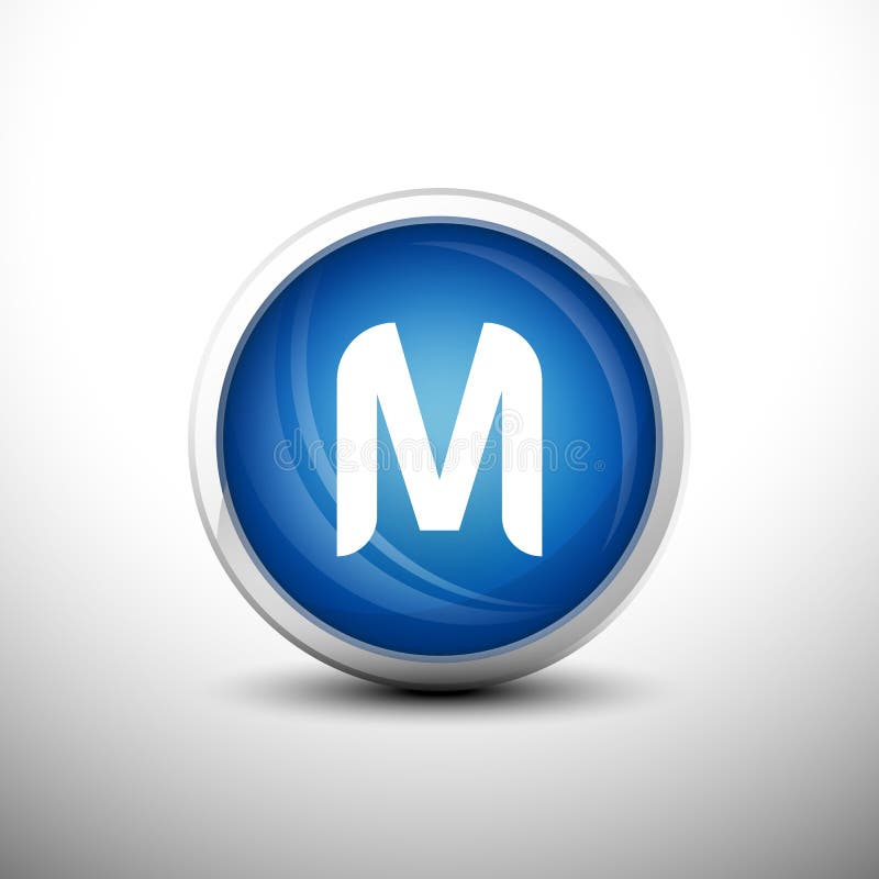 Letter M in 3D Shiny Blue Keys for Web Icons Stock Vector ...