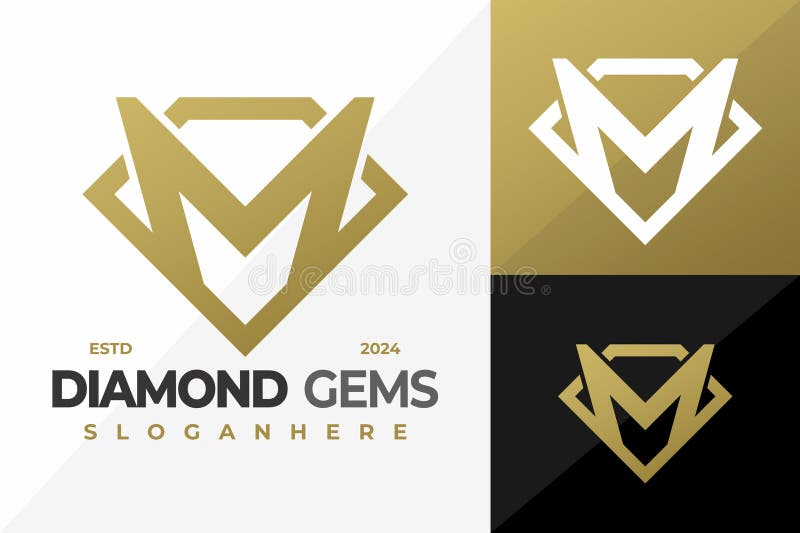 Letter M Diamond Gem Logo Design Vector Symbol Icon Illustration Stock ...
