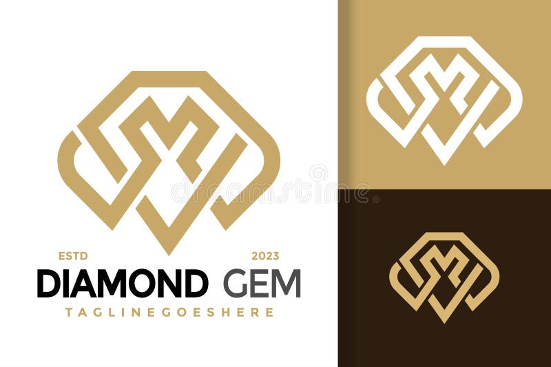 Letter M Diamond Gems Logo Logos Design Element Stock Vector ...