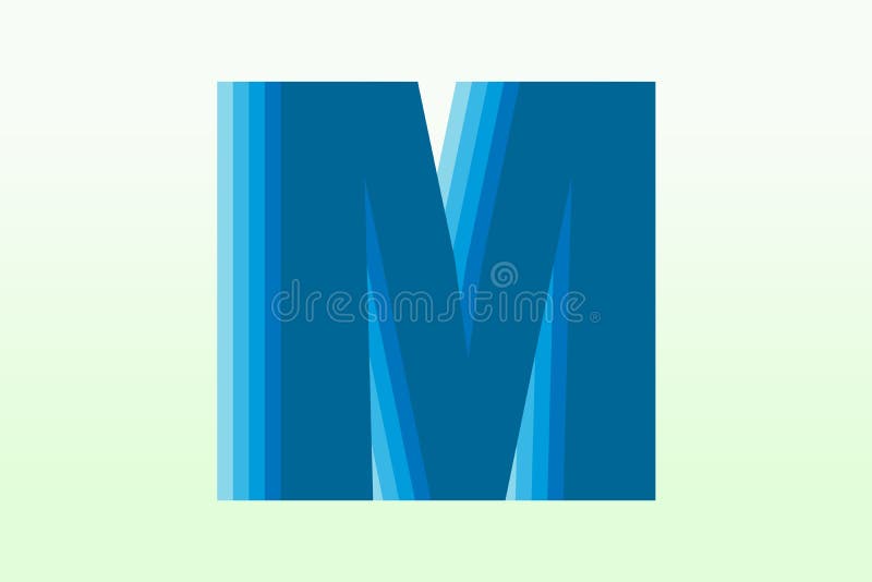 Letter M with Different Blue Colors Isolated on White Green Background ...