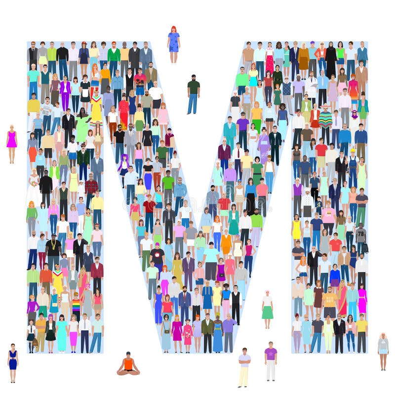 Letter M, Different People, Vector Illustration Stock Vector ...
