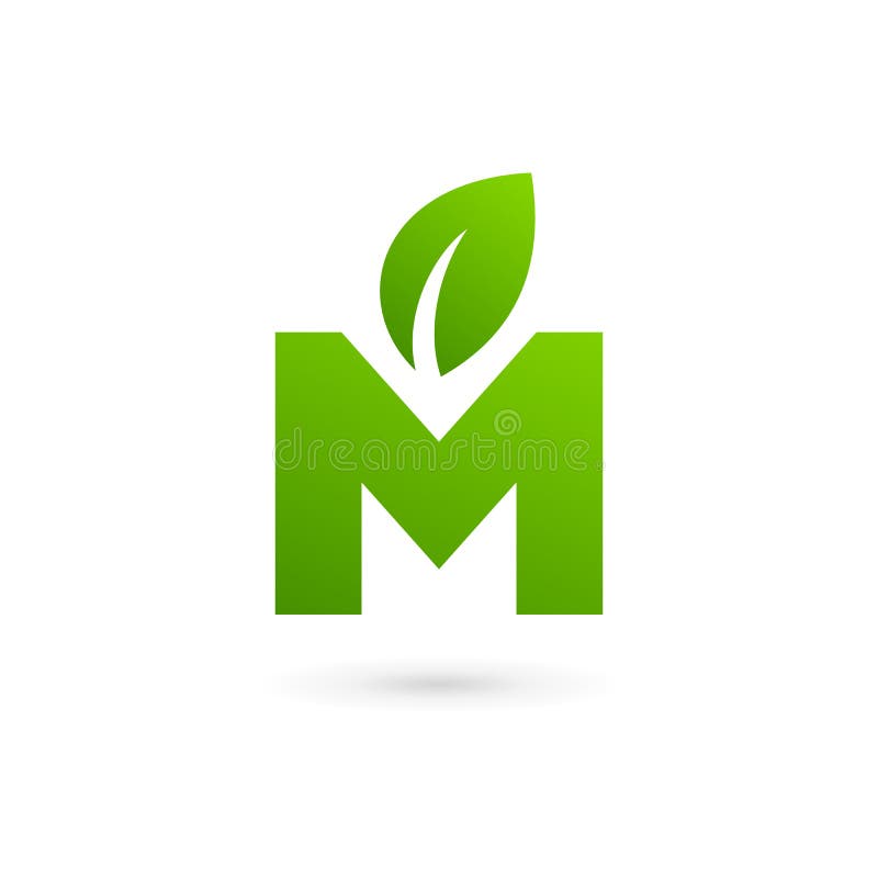 Letter M Eco Leaves Logo Icon Design Template Elements Stock Vector ...