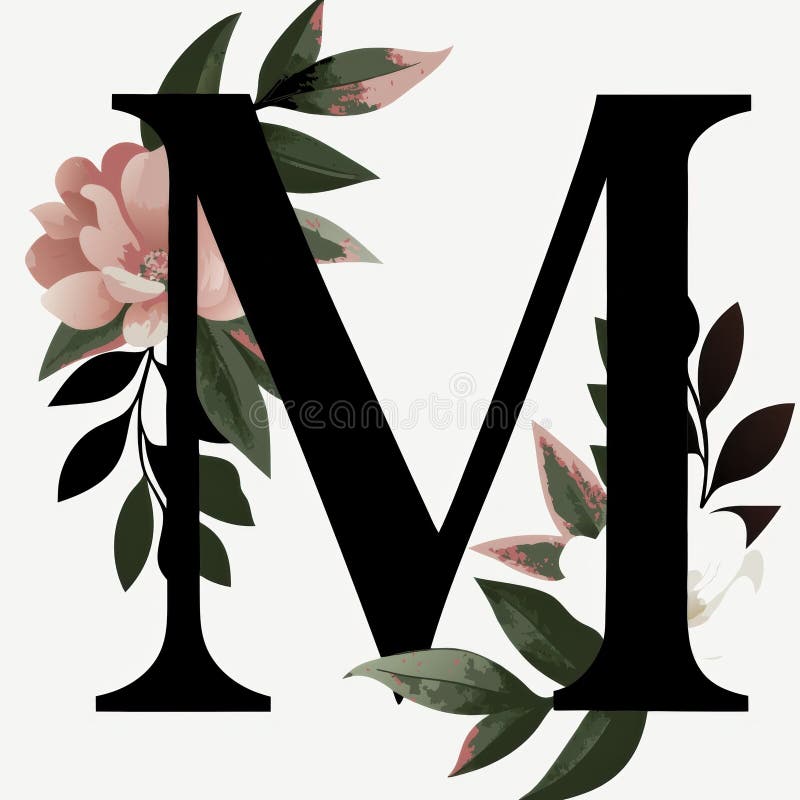 Letter M with Floral Design and Blank Space for Text Stock Image ...