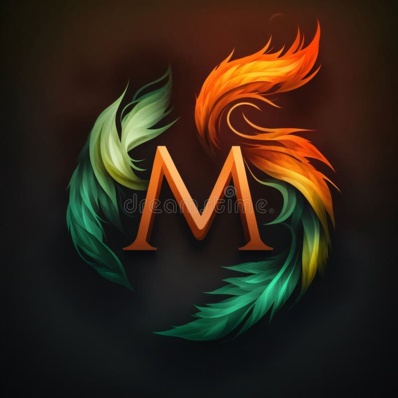 Letter M in the Form of a Multi-colored Feather. Vector Illustration ...