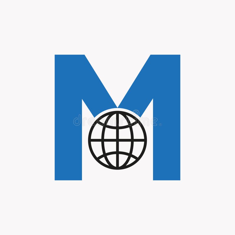 Letter M Global Logo Design. Global Logotype Symbol Vector Template ...