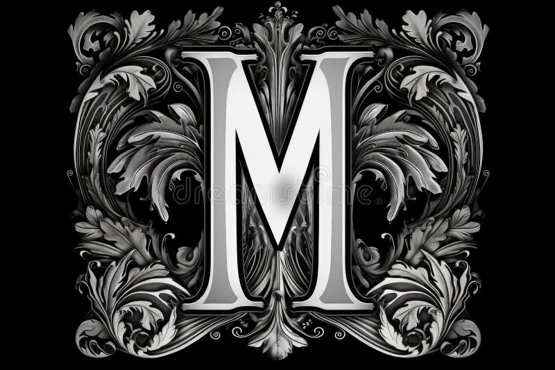 Letter M, Gothic Style, on White Background Stock Illustration ...