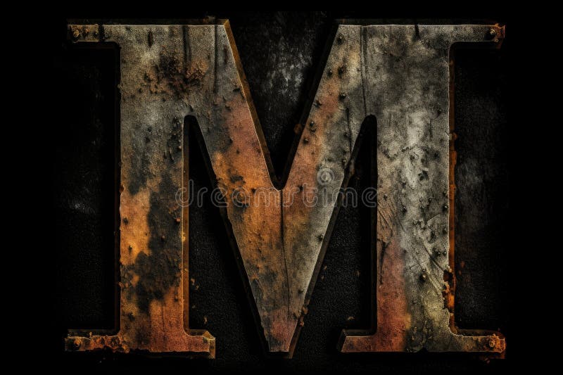 Letter M, Grunge Style, on Black Background Stock Image - Image of text ...