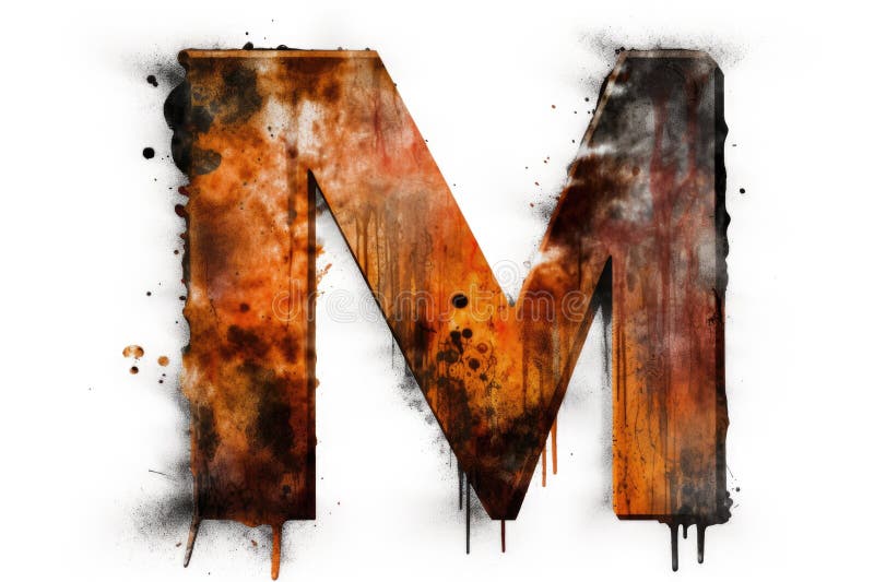 Letter M, Grunge Style, on White Background Stock Illustration ...