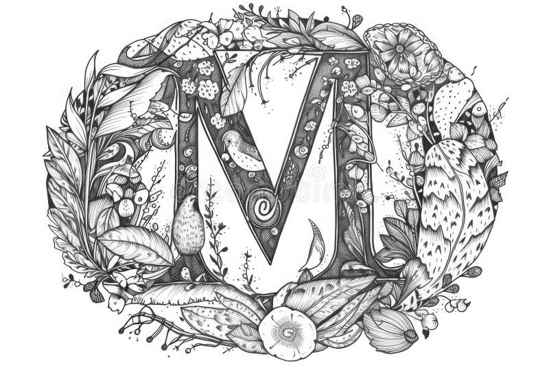 Letter M, Hand-drawn Doodle Style, on White Background Stock Photo ...