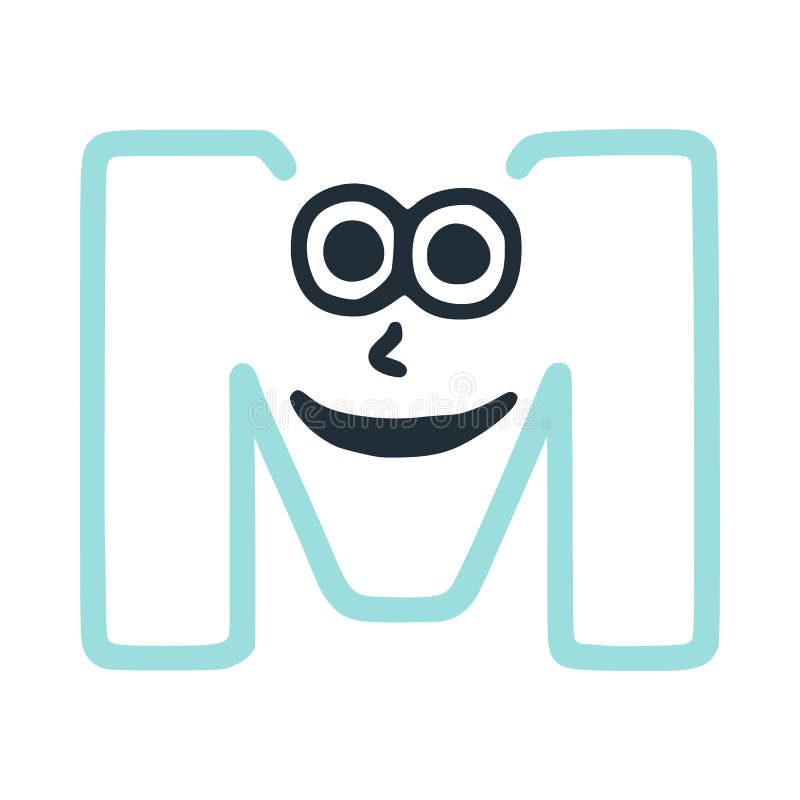 Letter E Happy Eccentric Smiling Character Stock Vector - Illustration ...