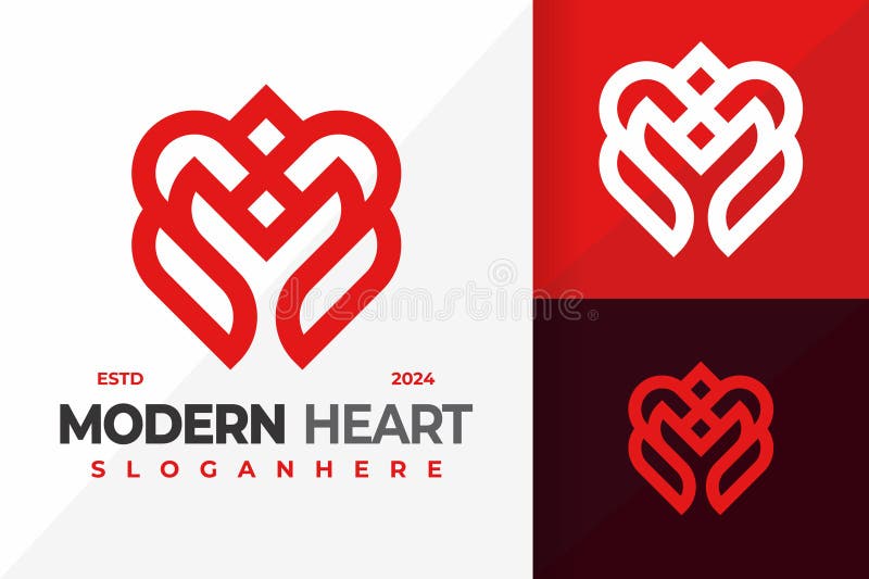 Letter M Heart Logo Design Vector Symbol Icon Illustration Stock ...