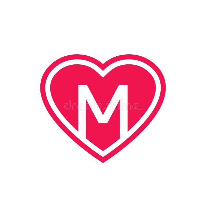 Letter M Heart Logo Icon Design, Initial M Love Logo Vector Stock ...