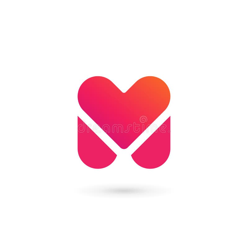 Letter M Heart Logo Icon Design Template Elements Stock Vector ...