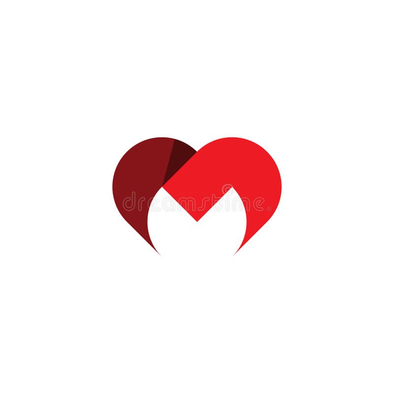 Letter M Heart Logo Icon Red Symbol Stock Vector - Illustration of ...