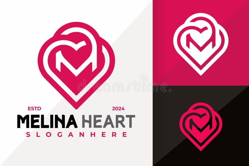 Letter M Heart Logo Icon Vector Design. Creative Simple Logos Designs ...