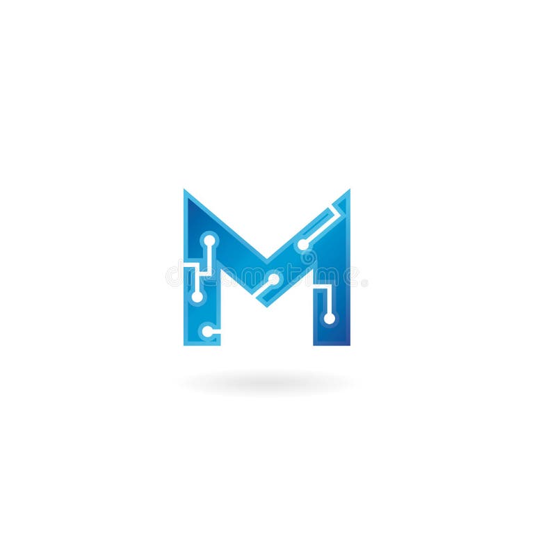Letter M Icon. Technology Smart Logo, Computer and Data Related ...
