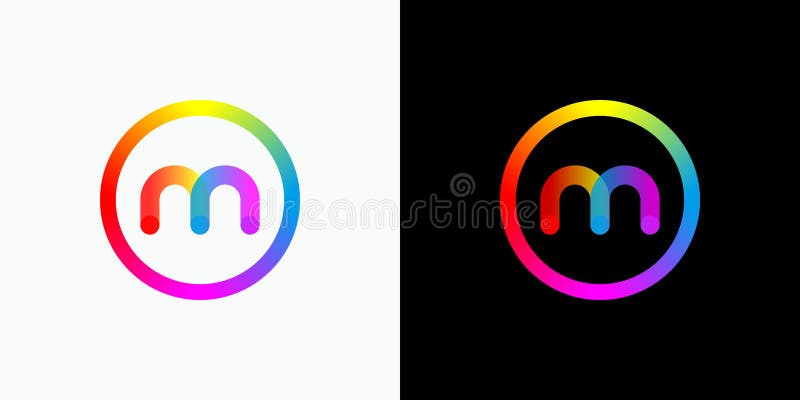 Letter M Initial Vector Logo Design in a Curved Rainbow Color Gradient ...