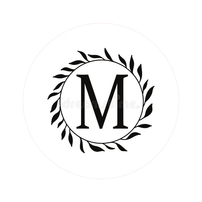 Letter "M" Initials with Round Floral Frames, Vector Monogram Logo ...