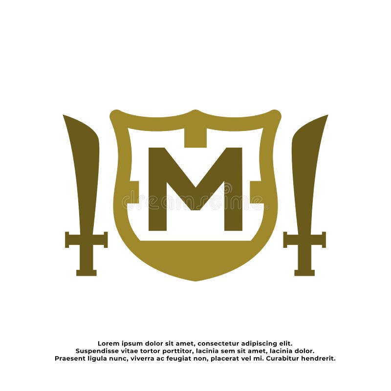Letter M Inside a Shield and a Sword with a Classic Medieval Style ...