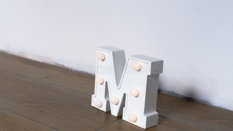 Letter M in Interior. Letter of the Alphabet. Night Light in the ...