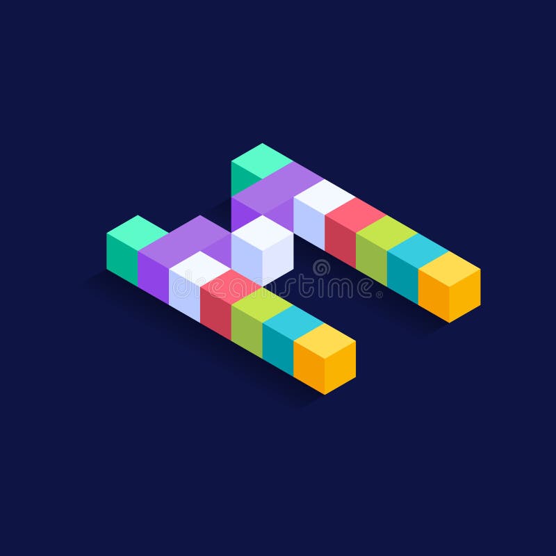 Letter M Isometric Colorful Cubes 3d Design, Three-dimensional Letter ...