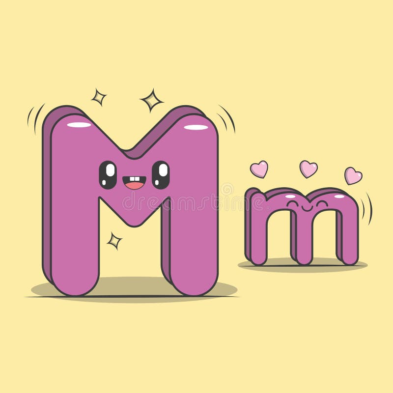 Letter M kawaii style stock vector. Illustration of child - 208812684