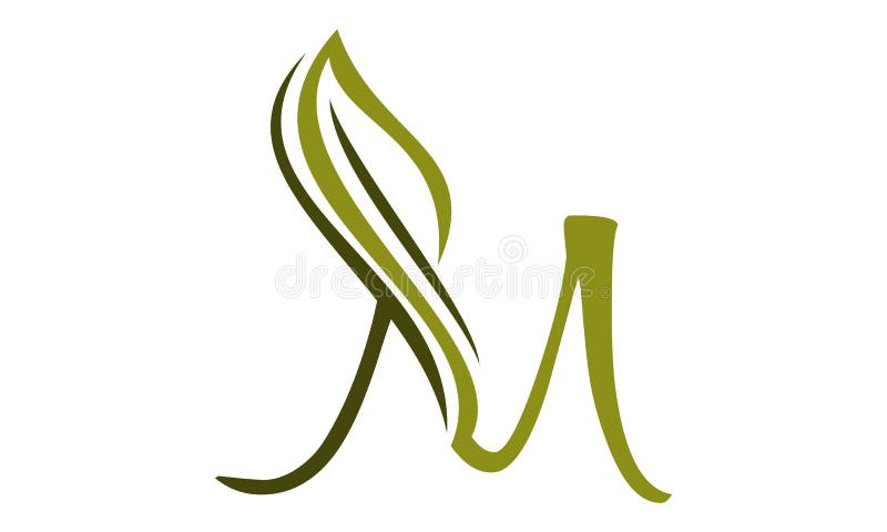 Letter M with Leaf Icon stock vector. Illustration of alphabet - 105142281