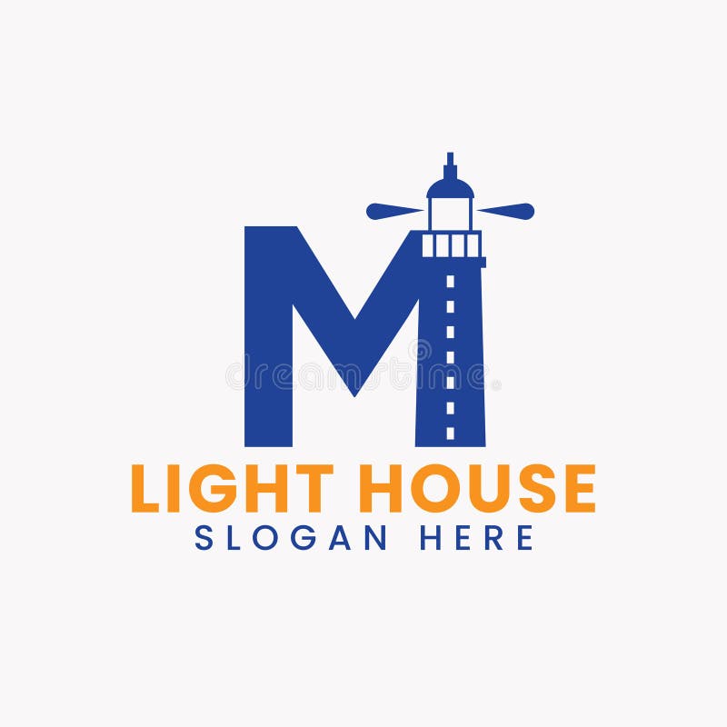 Letter M Light House Logo Vector Concept. Light House Logotype Stock ...