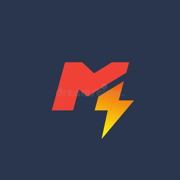Letter M Lightning Logo Icon Design Template Elements Stock Vector ...