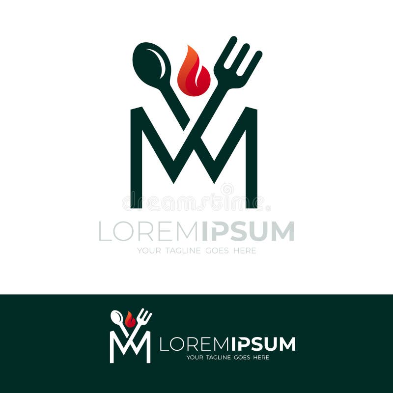 Letter M Logo with Cutlery Design Restaurant, Kitchen Set Stock Vector ...
