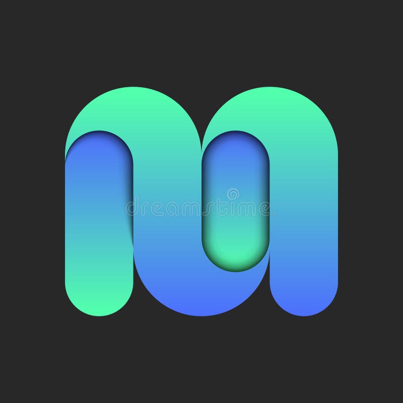 Letter M Logo 3d Design Vibrant Blue and Green Gradient Smooth Layers ...