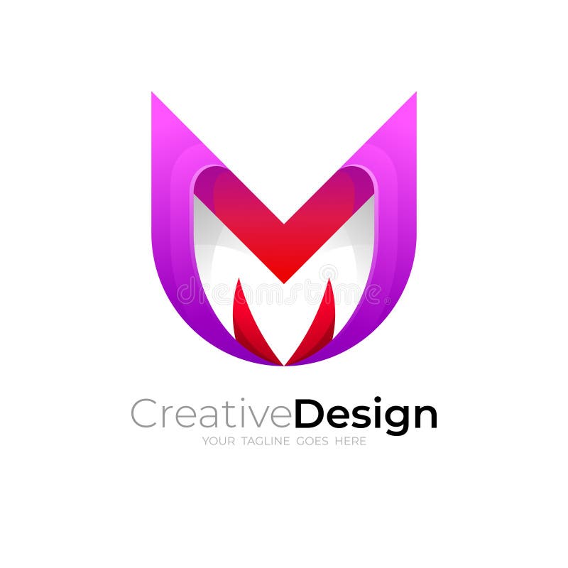 Letter M Logo Design, 3d Colorful Design, Red Color Stock Vector ...