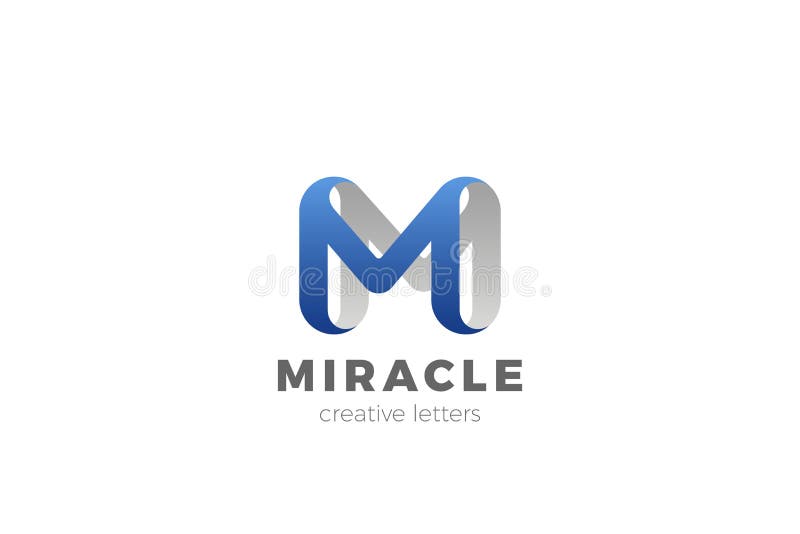 Letter M Logo Design Vector Template Ribbon Font Style Typography Stock ...