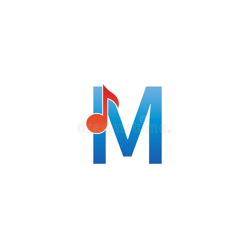 Letter M Logo Icon Combined with Note Musical Design Stock Vector ...