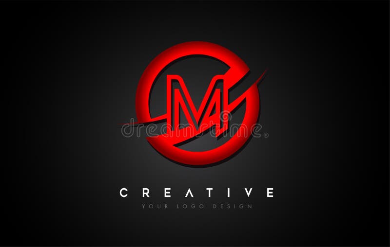 Letter M Logo with a Red Circle Swoosh Design. Creative Uppercase ...