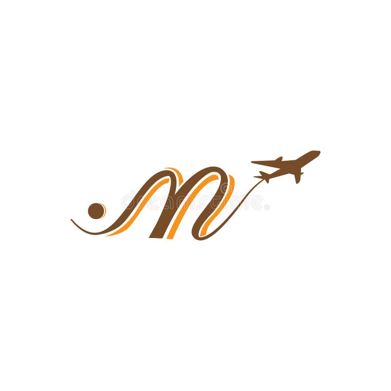 Letter M Logo Travel Airplane Illustration Vector Design Stock Image ...