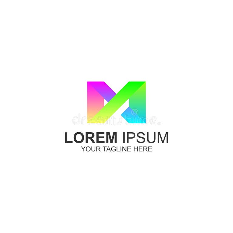 Letter M Lorem Ipsum for Web Icon or Company with Creative Illustration ...
