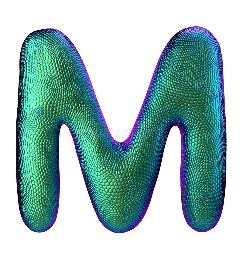 Letter M Made of Natural Green Snake Skin Texture Isolated on White ...