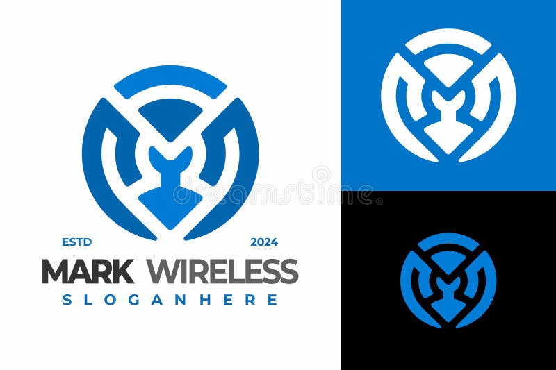 Letter M Mark Wireless Logo Design Vector Symbol Icon Illustration ...