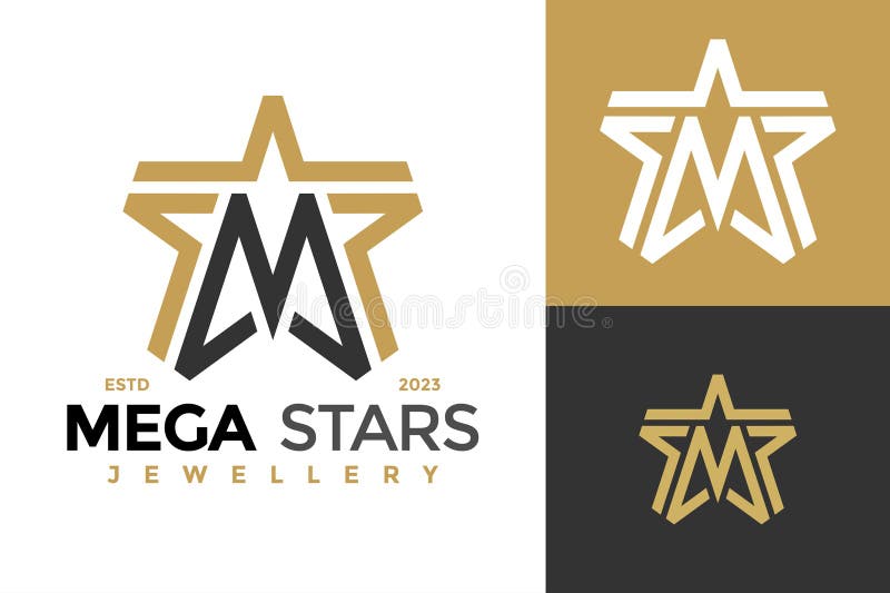 Letter M Mega Stars Logo Design Vector Symbol Icon Illustration Stock ...