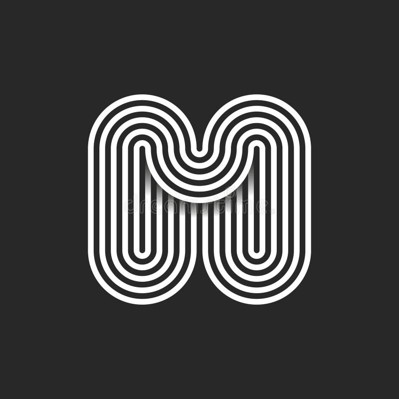 Letter M Monogram Logo Rounded Wave Shape Design, Smooth Thin Parallel ...