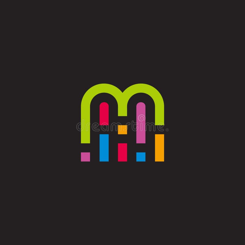Letter M Motion Stripes Pixels Simple Logo Vector Stock Vector ...