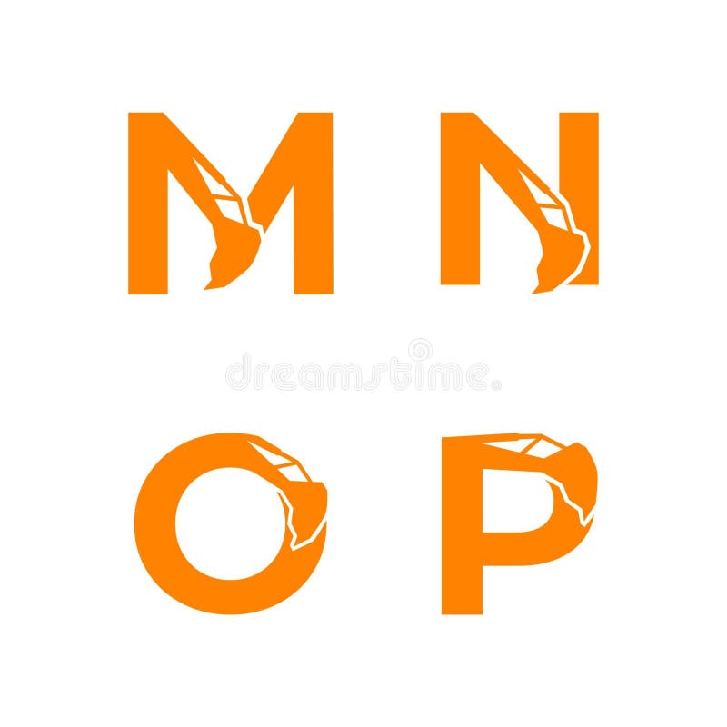 Letter M N O P with Excavator Arm. M N O P Excavator Logo Template ...