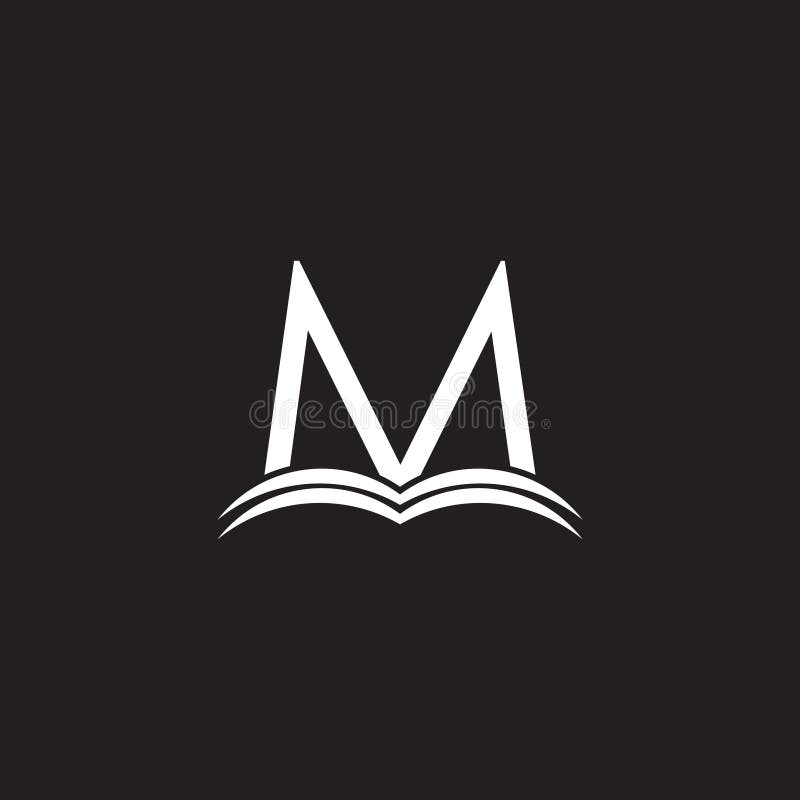 Letter M Open Book Stack Library Symbol Vector Stock Vector ...