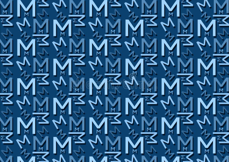 Letter M Pattern in Different Colored Blue Shades for Wallpaper Stock ...